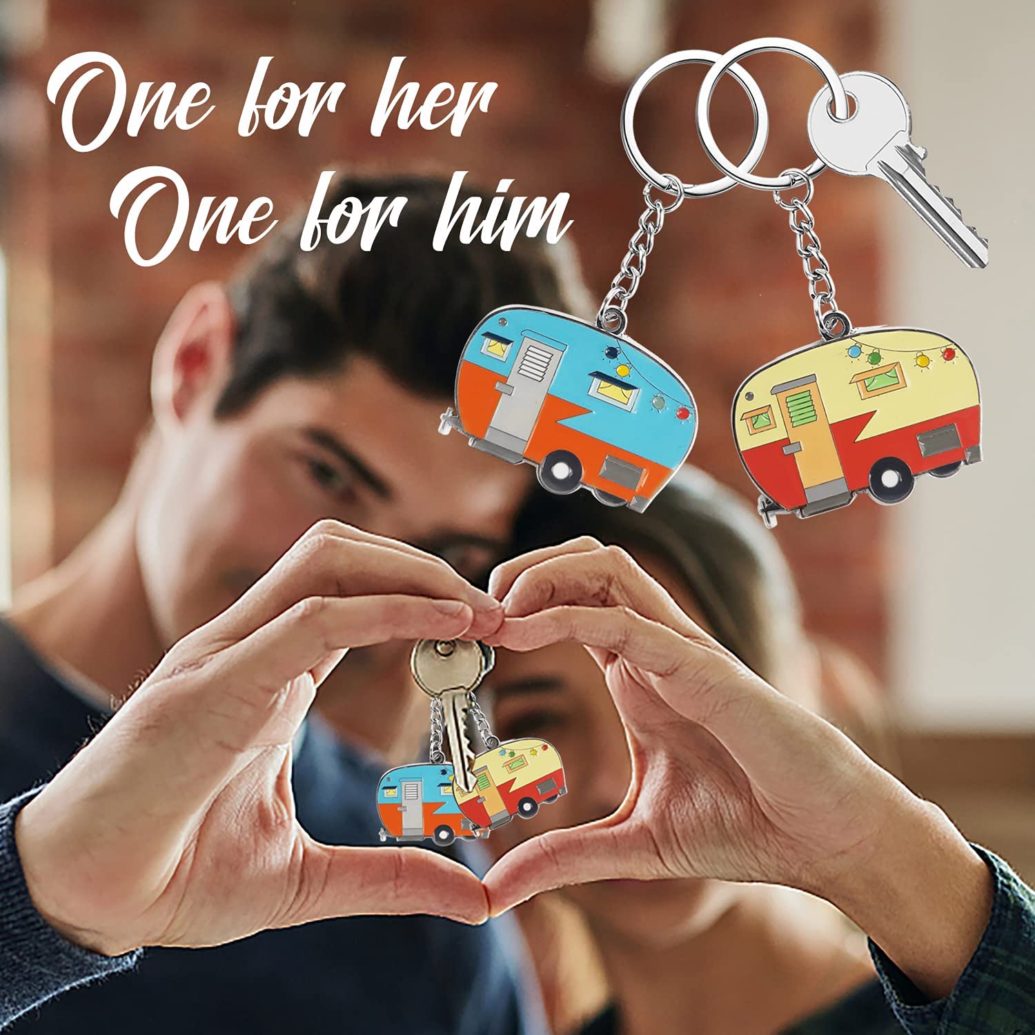 Haigoo Rv Keychain 2 Pack and Magnetic Beer Bottle Opener for Fridge with Cap Catcher, Great Camper Gift Set for Camper Lovers, Girlfriend, Boyfriend, Father