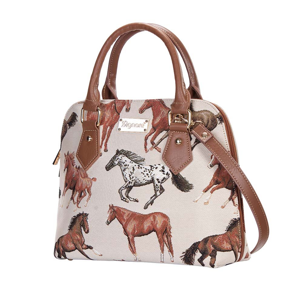 Signare Tapestry Hand Shoulder Bag Cross Body Purses Handbag Satchel Bag for Women In Running Horse Design|CONV-RHOR