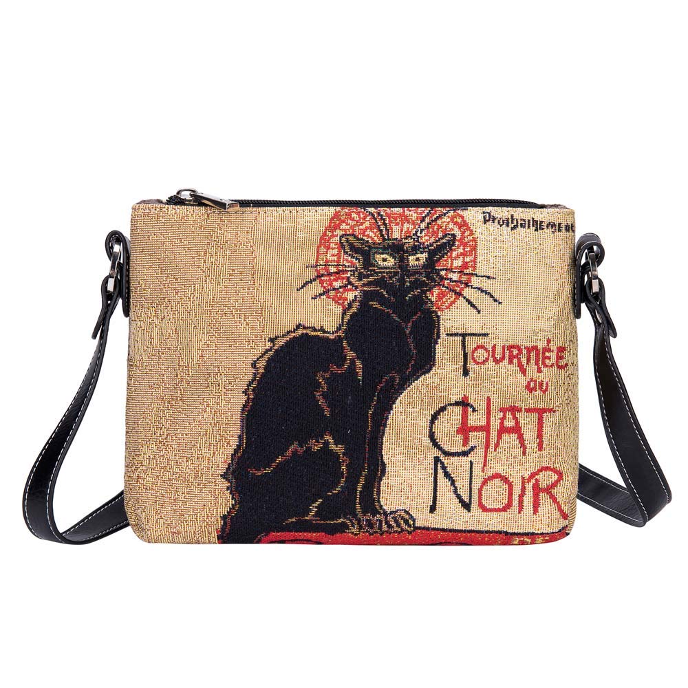 Signare Tapestry Crossbody Bag Shoulder Purse for Women In Theophile Steinlen Le Chat Noir Design (XB02-ART-TS-CHAT)