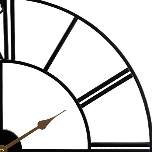 Sorbus Large Decorative Wall Clock 24 Inch, Oversized Centurian Roman Numeral Style Modern Home Decor Ideal for Living Room, Analog Metal Clock, 24" Round (Black)