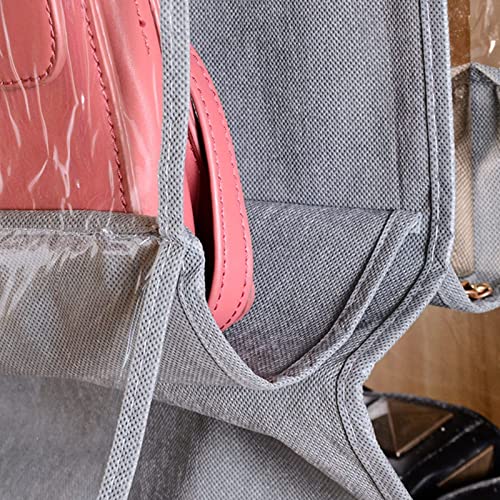 FOTTEPP Double-Sided Six-Layer Hanging Storage Bag, 6 Pocket Hanging Handbag Storage Bag, Double Sided Hanging Storage Bag, Non-Woven Hanging Bag Holding Bag (Black)