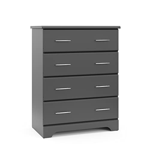 Storkcraft Brookside 4 Drawer Dresser (Gray) & Storkcraft Brookside 6 Drawer Double Dresser, Nursery Chest, Storage Dresser with Drawers, Universal Design, Gray