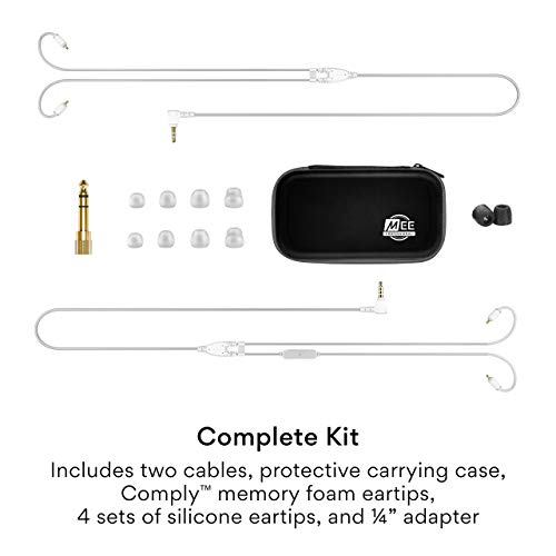 MEE Professional MX1 PRO Advanced Dynamic Driver Musician's In Ear Monitor Headphones with Balanced Sound; Noise Isolating Earbuds Earphones w/ Memory Wire, Optional Customization & Detachable Cables