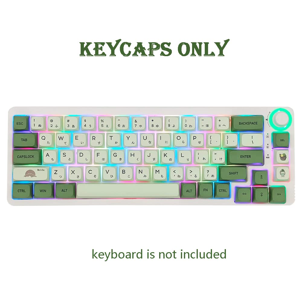PBT 124 Keys XDA Profile Dye-Sub Matcha Keycaps,ANSI Layout Keycap Suitable for 61/64/87/104/108 Mechanical Gaming Keyboard(Keycaps only)