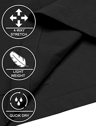 COOFANDY Mens Golf Shorts Quick Dry Stretch Hiking Cargo Shorts Lightweight Fishing Shorts with 5 Pockets Black