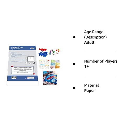 Create Your Own Opoly Board Game – Blank Game Board with Board Game Accessories, Blank Cards, Property Cards – Ideal for DIY Family Games, Creative Projects