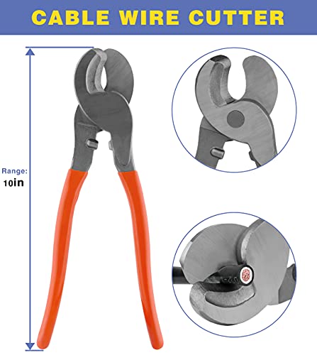 haisstronica Battery Cable Lug Crimping Tools with Wire Cutter-Wire Crimping Tool,AWG 10 8 6 4 2 1,Battery Terminal Crimper for Heavy Duty Wire Lugs,Battery Terminal,Copper Lugs Terminal (ORANGE)