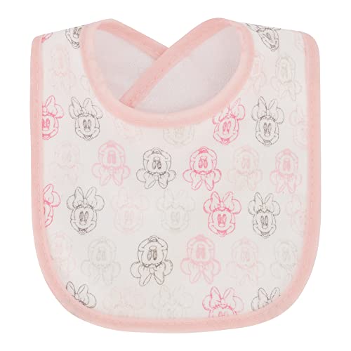 Disney 7-Pack Minnie Mouse Meadow Baby Bibs, Lightweight Feeding Teething & Drooling Infant and Toddler Cloth Bib
