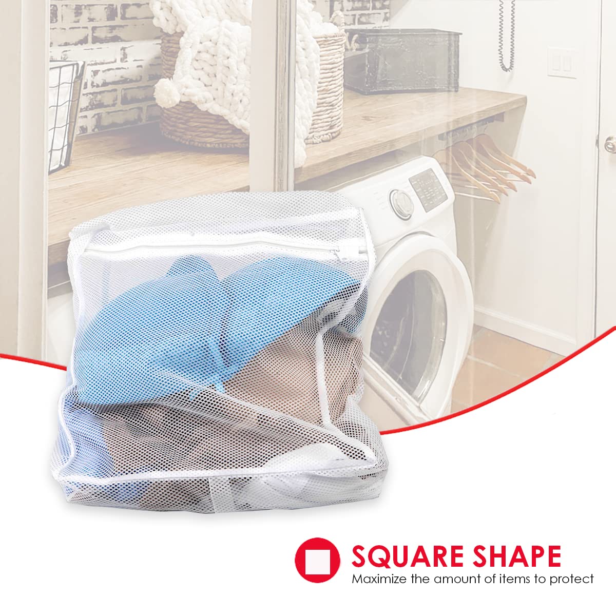 Laundry Bag For Washing Machine, (White), By Home Basics | Lingerie Mesh Laundry Bag With Zipper | Washer Bags For Laundry and Travel