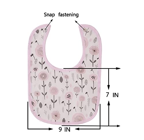 Maiwa 6 Pack Large Cotton Waterproof Baby Toddler bibs with Snaps for drooling teething eating girls 3-24 M