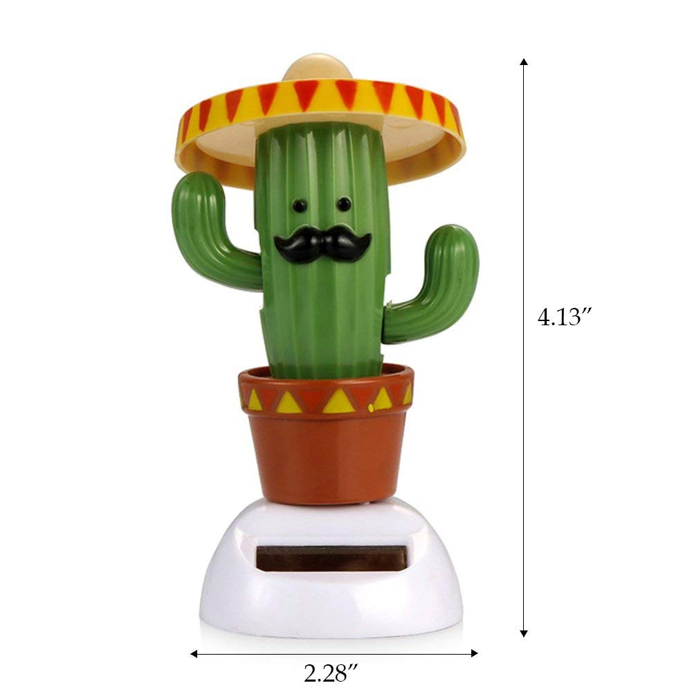 Solar Dancing Toy Animal Solar Powered Dancing Dolls Swinging Animated Bobble Dancer Car Decor (Cactus)