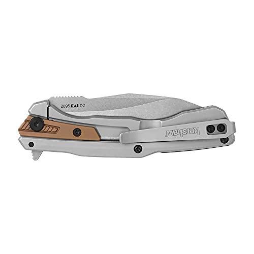Kershaw Endgame Pocket Knife, 3.25" D2 Carbon Steel Spear Point Blade, Manual Flipper Opening, Frame Lock, Reversible Deep-Carry Pocketclip