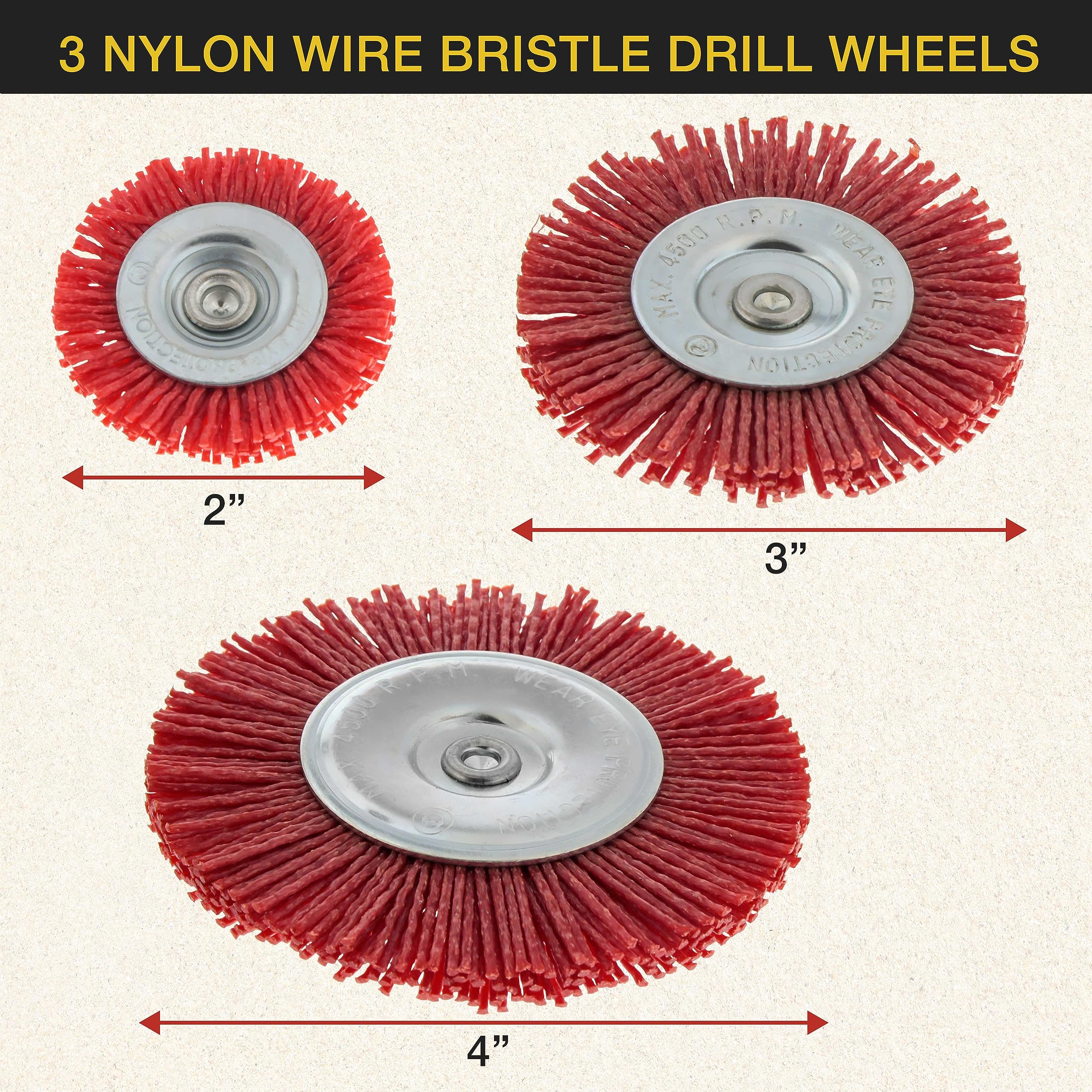 Dura-Gold 6 Piece Abrasive Filament Nylon Wire Bristle Drill Wheel and Cup Brush Set - Coarse Sanding Scuffing, 1/4" Drill Shank - Remove Rust, Corrosion, Paint - Surface Prep Truck Bed Liner Coating