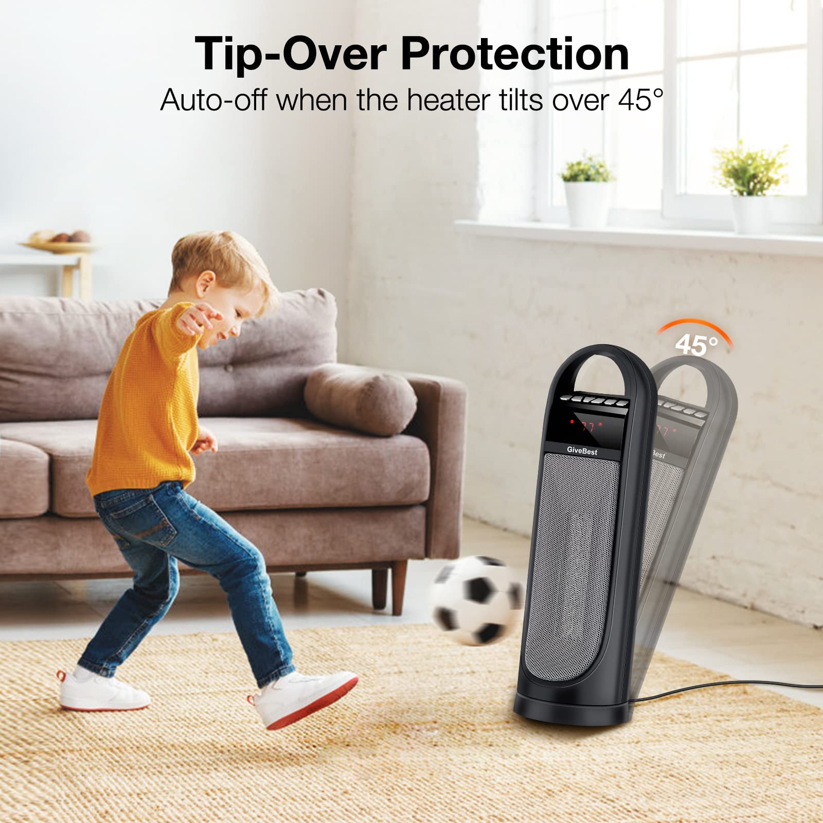 GiveBest 2pcs Space Heater Remote, 450W Wall Outlet Electric Heater with Programmable Adjustable Thermostat,Overheat Protection, Precise LED Display, ETL Certification Safe Heater for Office Dorm Room