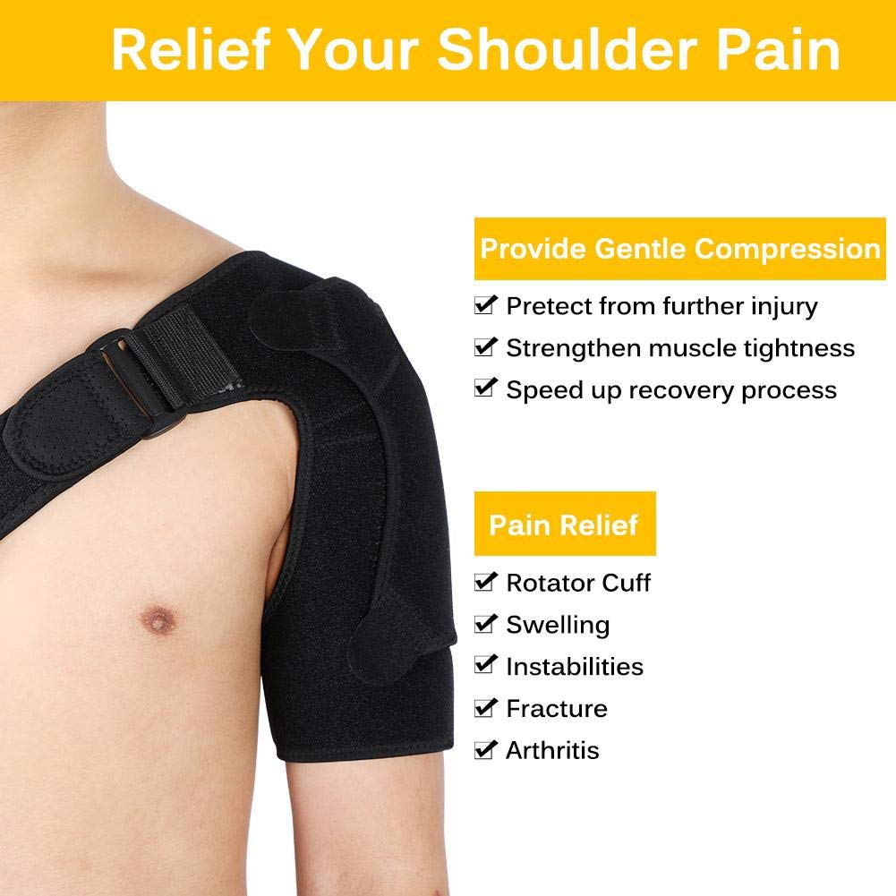 Compression Shoulder Support Brace, Shoulder Stability Brace with Pressure Pad Fits Left Right Size, Breathable Neoprene Shoulder for Men Women, for AC Joint Muscle Tear Recovery Injury