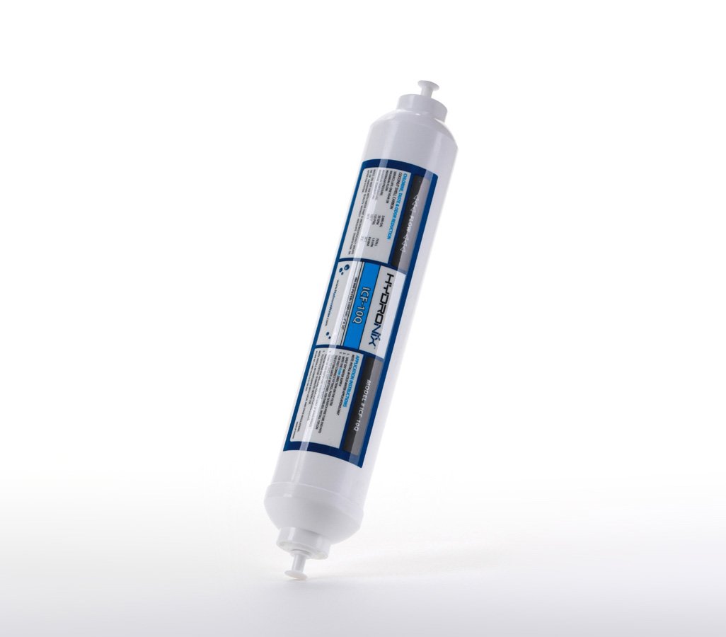 Hydronix ICF-10Q Inline Reverse Osmosis Post, Fridge & Ice Coconut GAC Water Filter 2000 Gal, 1/4" Quick Connect