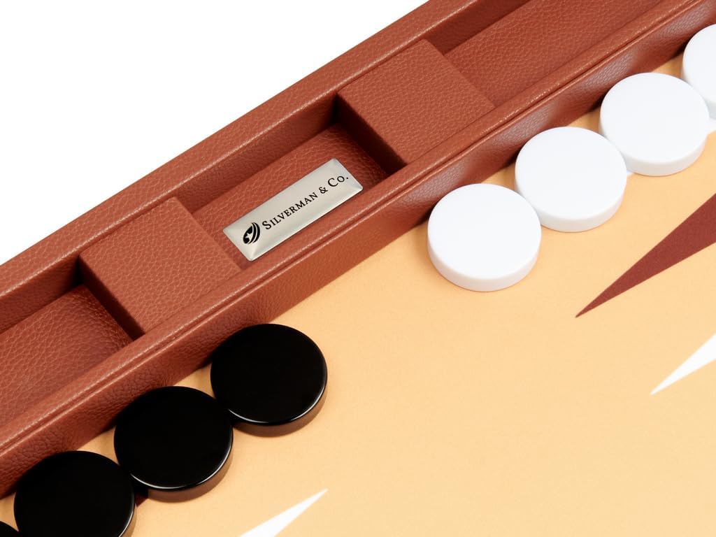 Silverman & Co. 19-inch Premium Backgammon Set - Desert Brown Board