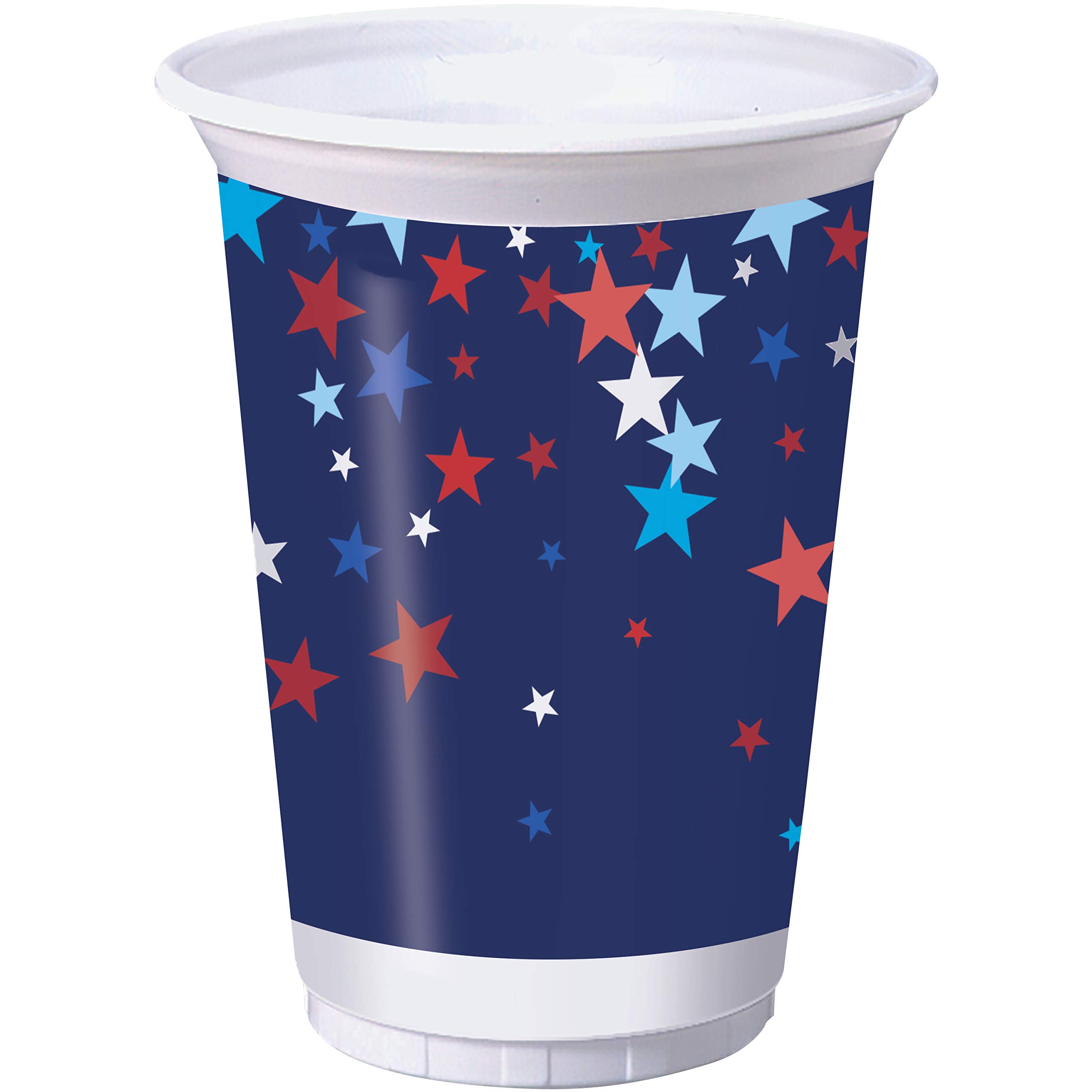 Creative Converting Patriotic Pride Fourth of July Plastic Cups, 1 Count (Pack of 1), Multi-color
