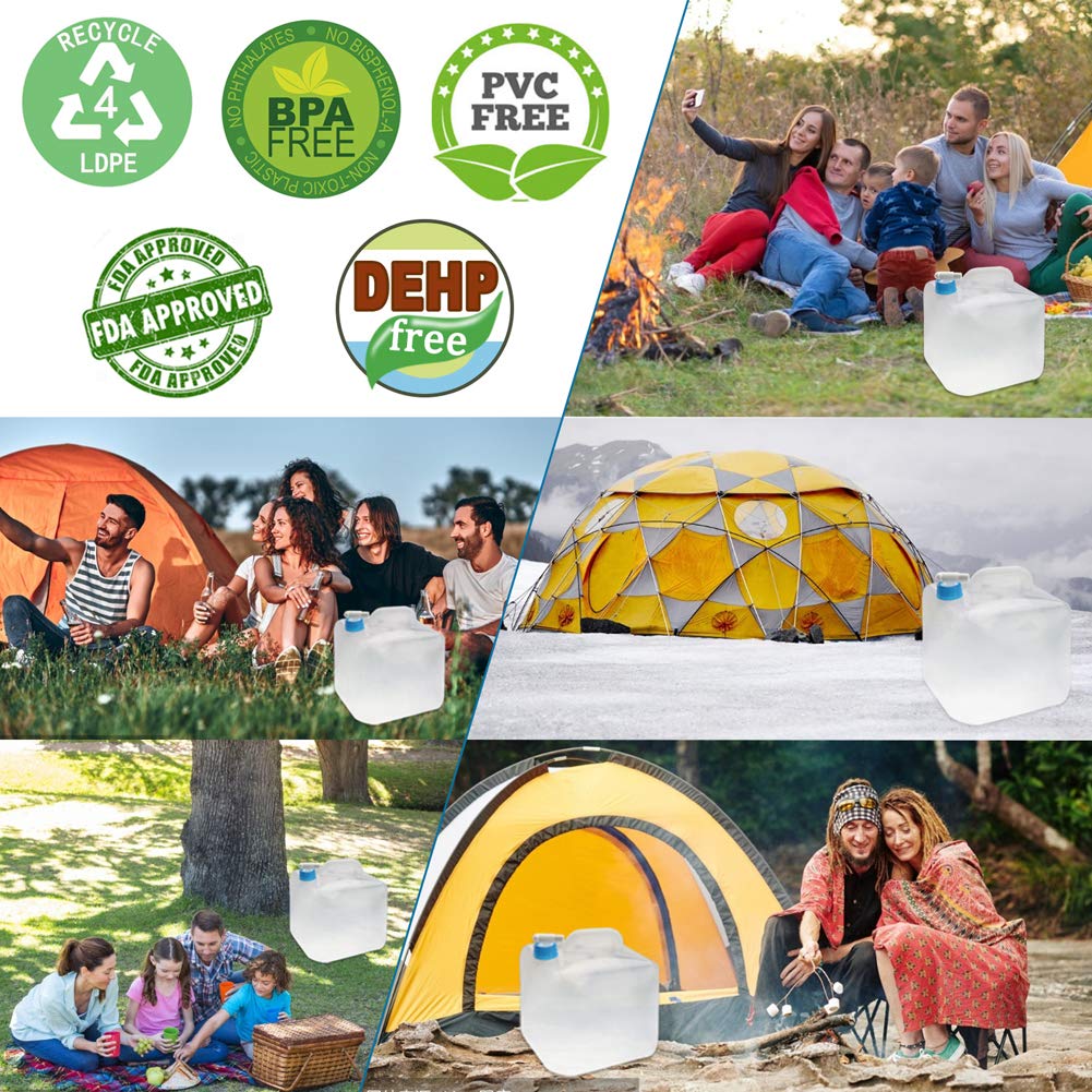 Collapsible Water Storage Container - 5 Gallon Camping Water Container Portable Folding Water Cube Emergency Water Storage BPA Free, 8 Pack