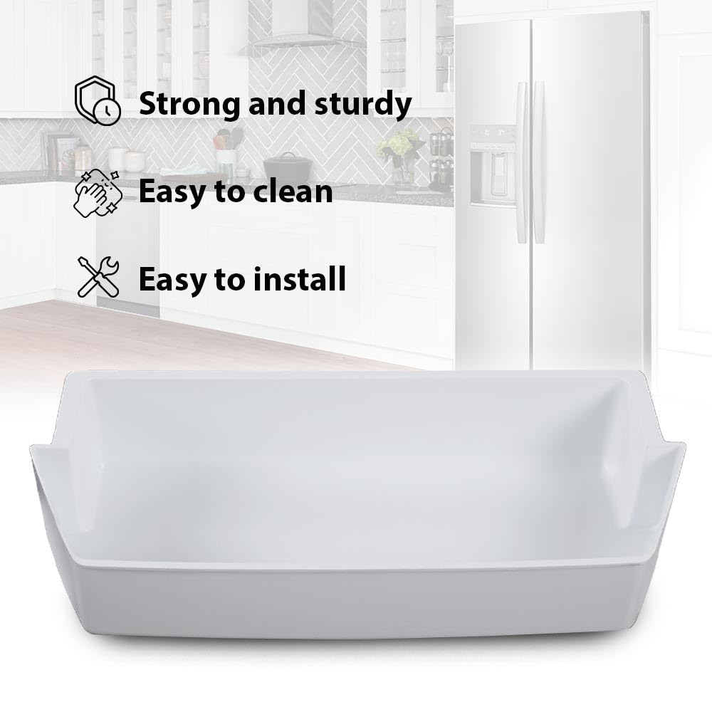 CROSSDESIGN Refrigerator White Shelf Bin Compatible with Whirlpool Kenmore Roper Refrigerators 2187172