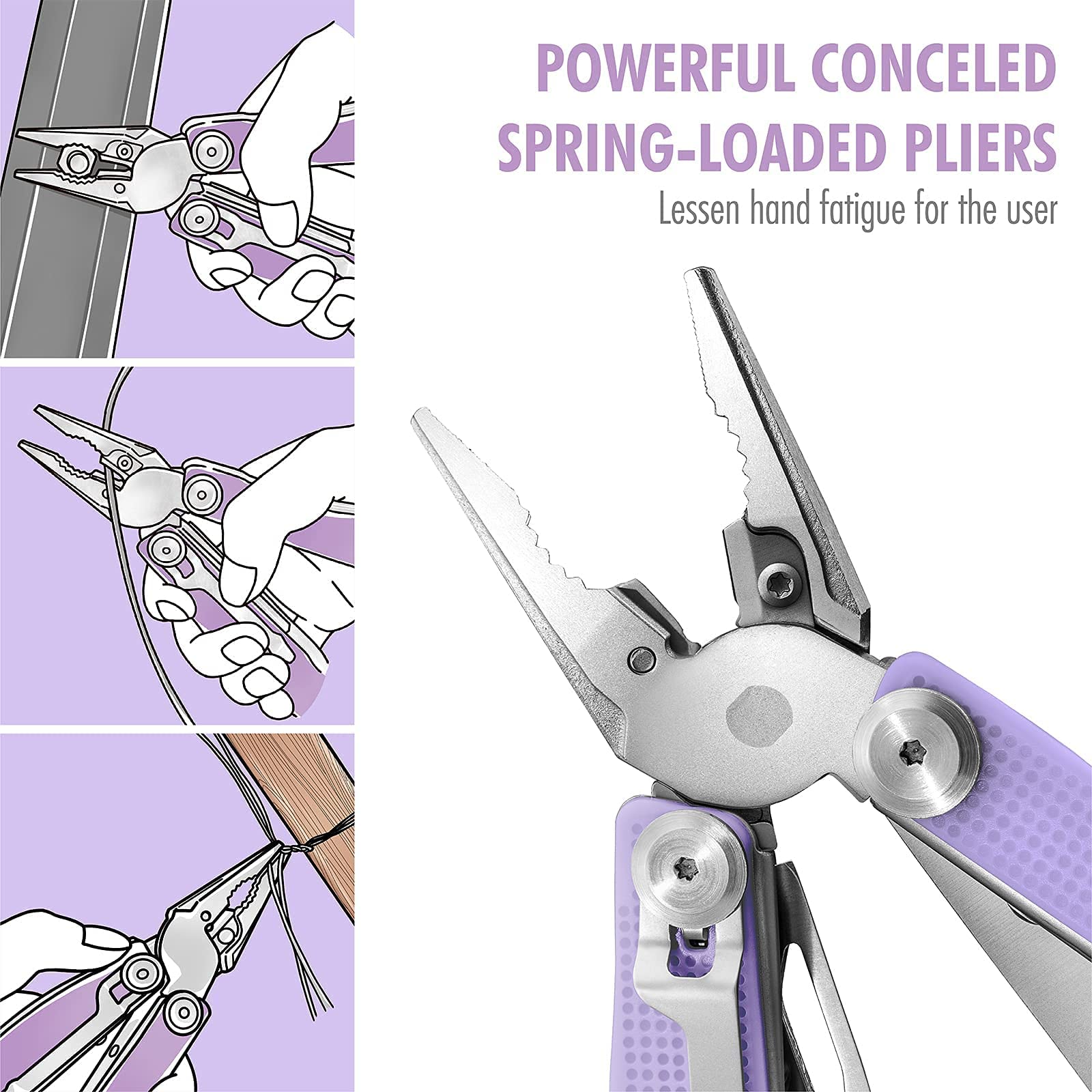 FantastiCAR Purple Utility knife Box cutter with Extra Blades and Multifunctional Pliers Set, Stainless Steel Body and Gift Packaging Box