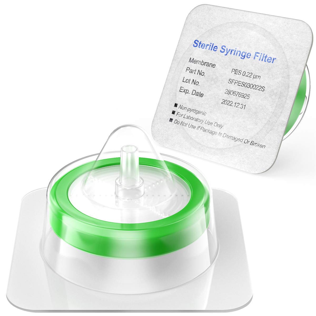 Sterile Syringe Filters, Sterile Individually Packed, PES Membrane 0.22um Pore Size, 33mm Membrane Diameter, Sterile Syringe Filter with Hydrophilic PES Membrane 100 Pcs by Biomed Scientific