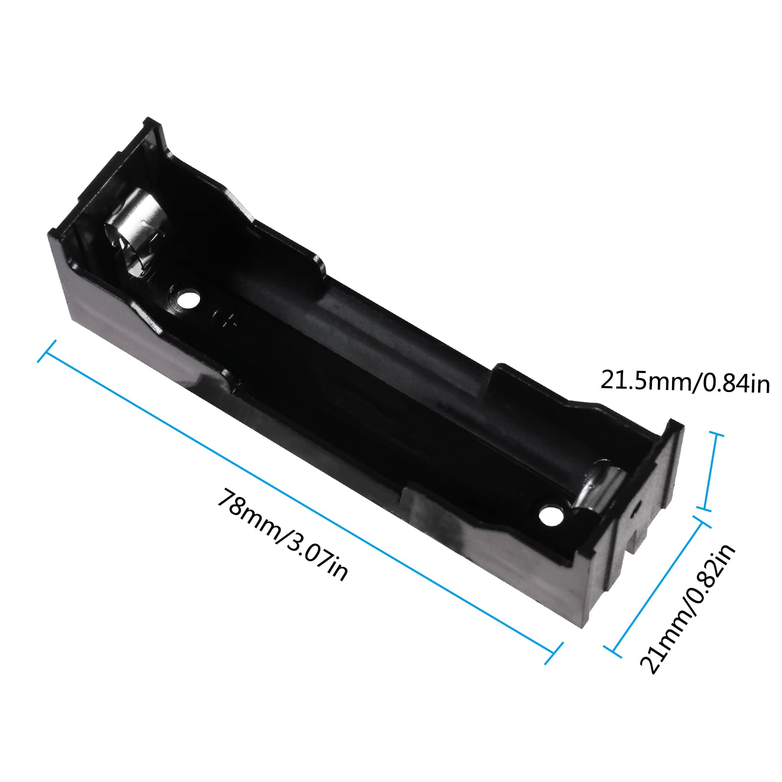 Coliao 8pcs 18650 Battery Case Holder 1 Slots X 3.7V DIY 18650 Battery Storage Box, in Parallel Black Plastic Batteries Clip Box with Pin for DIY Parallel or Series Circuit PCB Projects