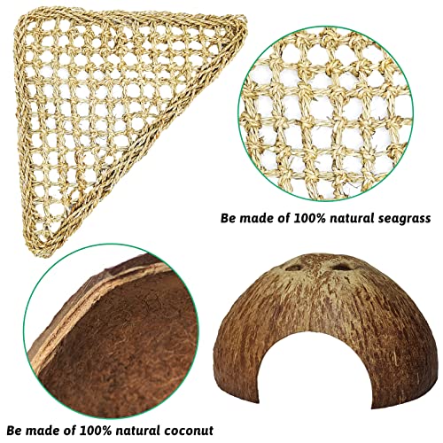 Hamiledyi Bearded Dragon Hammock Lizard Jungle Climber Vines Reptile Corner Branch Coconut Shell with Suction Cups for Gecko,Snakes,Chameleon
