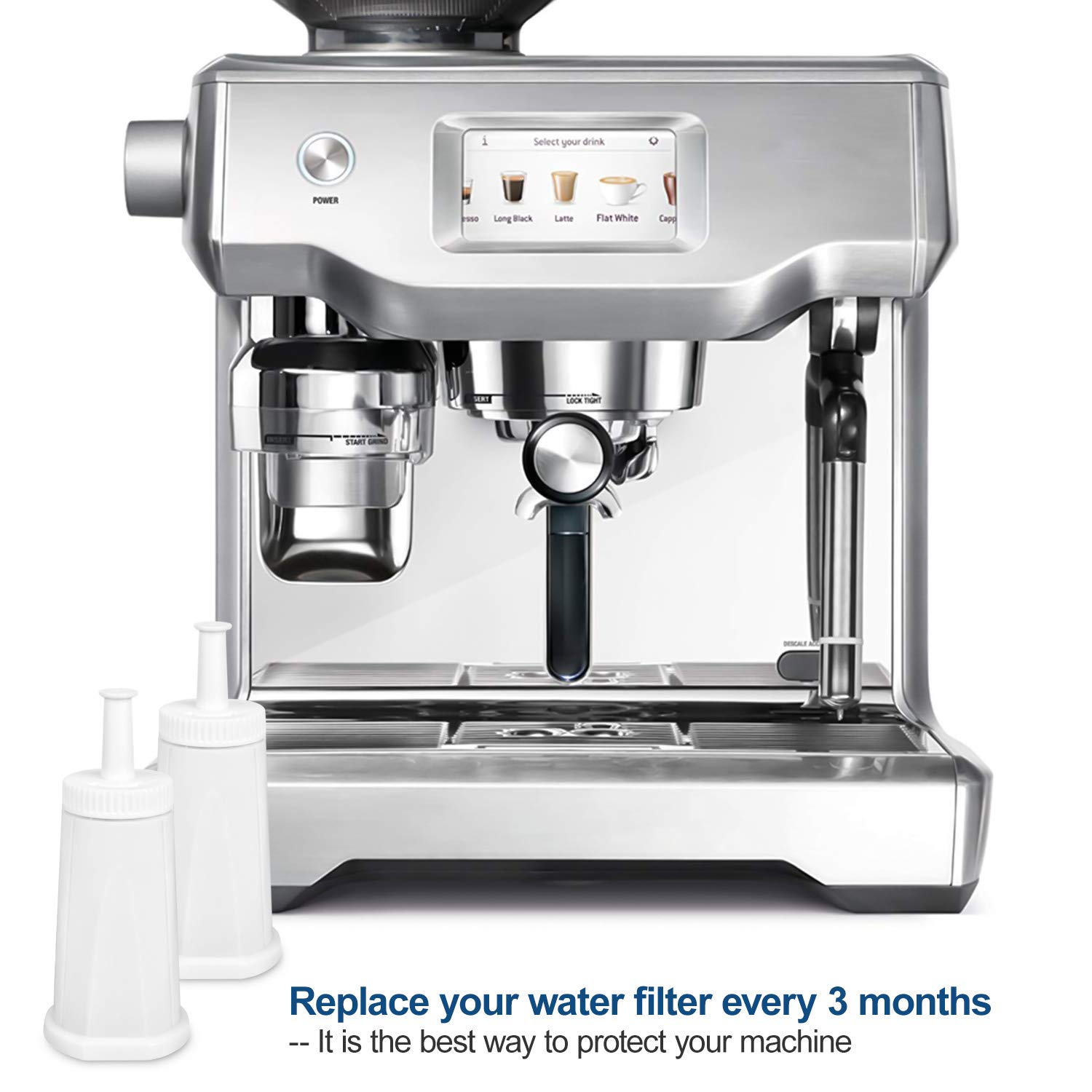 Ouxunus Filter - Replacement Water Filter Compatible with Breville Sage Claro Swiss For Oracle, Barista & Bambino - Compare to Part #BES008WHT0NUC1.(Pack of 4)