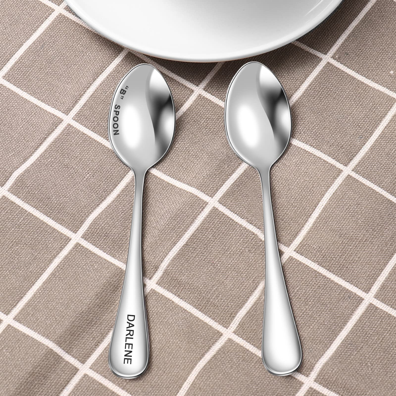 Personalized Custom tablespoon stainless steel,Custom Teaspoon stainless steel Engraved name ice cream Spoon Personalized Valentine's Day Easter Anniversary Wedding Gift (Silver)