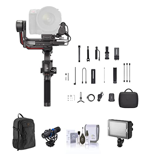 DJI RS 3 Pro Combo Gimbal Stabilizer Bundle with LED Light, Backpack, Shotgun Microphone, Cleaning Kit