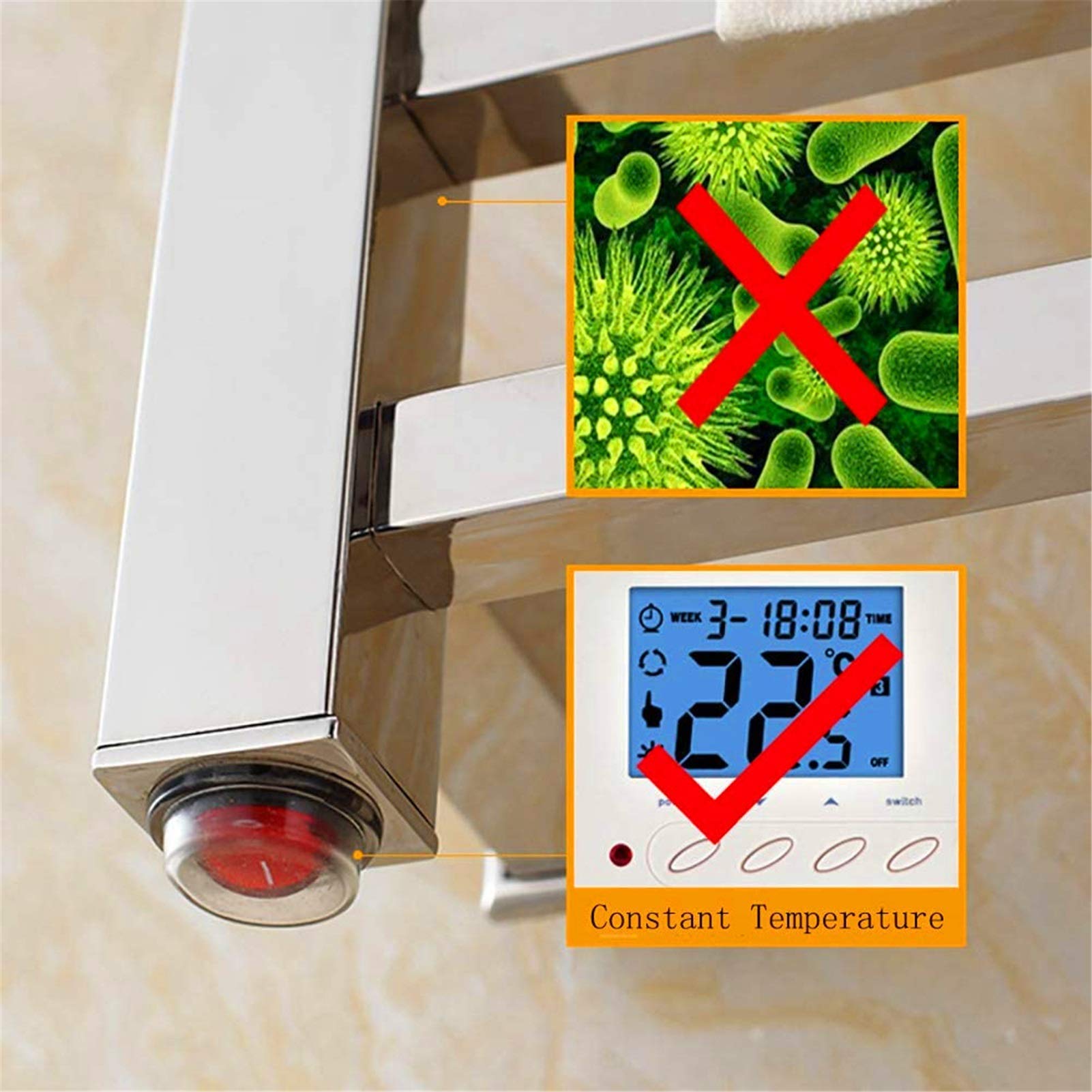 GKLAWAA Towel Warmer, Heated Towel Warmer,Stainless Steel Electric Heated Warmer Radiator Wall Mount Towel Rail for Bathroom Kitchen,Bath Towel Dryer (Plugin)