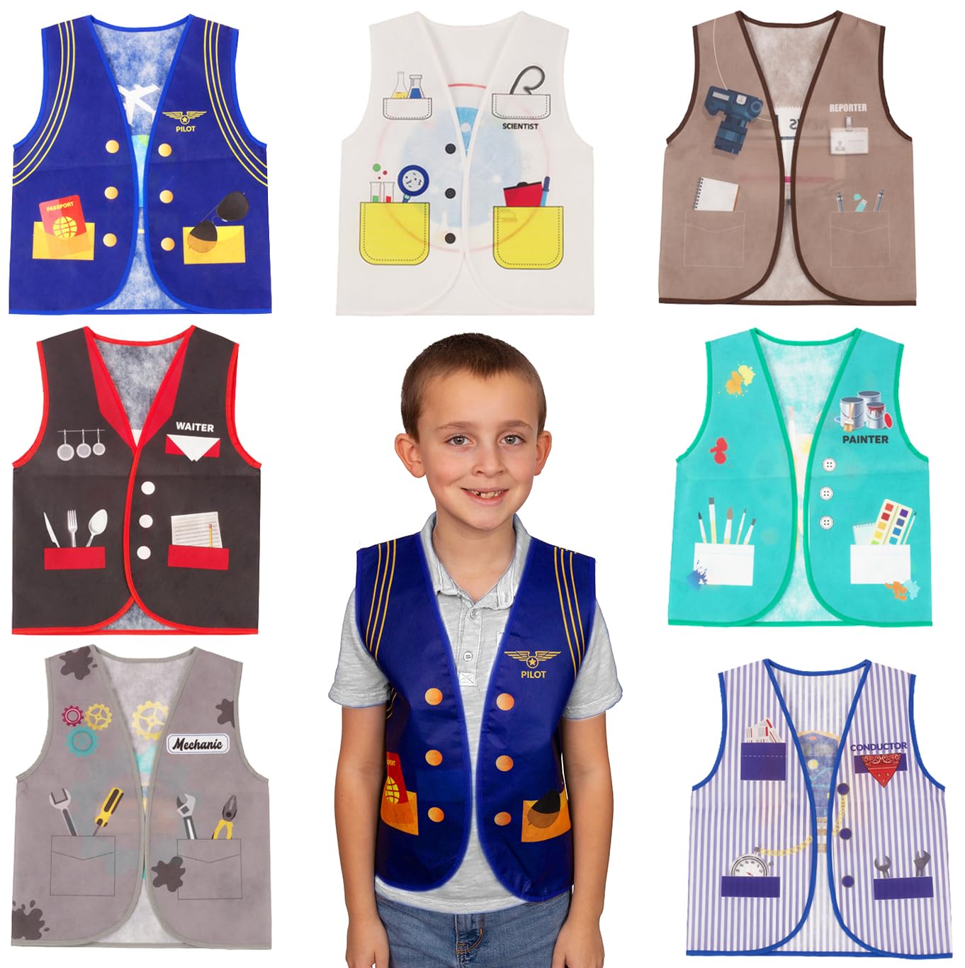 Tigerdoe Kids costumes - 7 Pc - Pretend Play School Set - Career Costumes - Kids Dress Up Costume