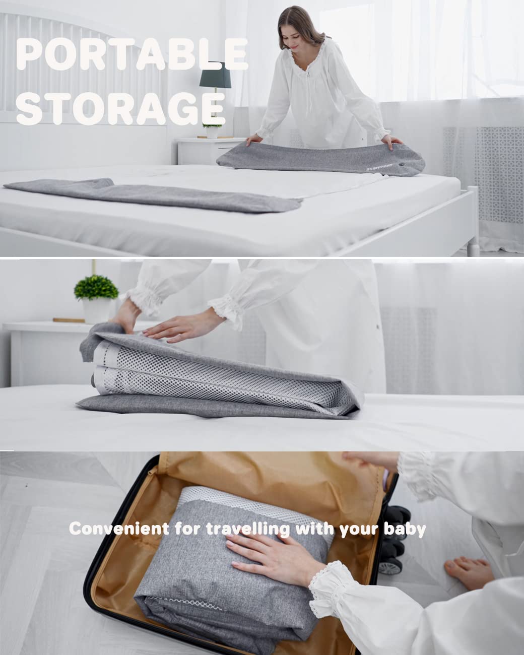 MBQMBSS Blow Up Bumpers for Kids Bed, 47"x55" Inflatable Travel Bed Rails for Toddlers, Portable Baby Bed Rail Guard for Hotel Vacation - 5.9'' Higher Bumper for More Security