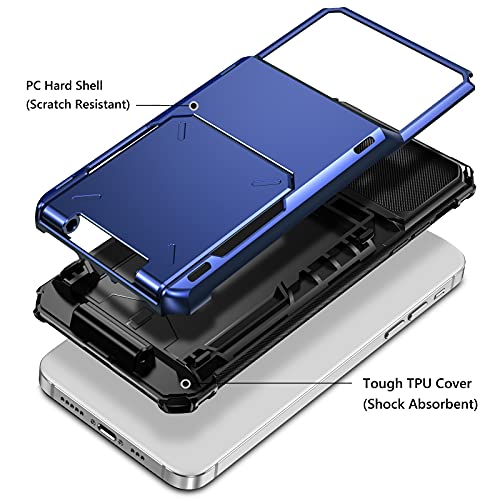 Vofolen Case for iPhone 13 Pro Max Case Wallet 4-Card Holder ID Slot Flip Door Hidden Pocket Anti-Scratch Dual Layer Hybrid TPU Bumper Protective Hard Shell Back Cover for iPhone 13 Pro Max Navy