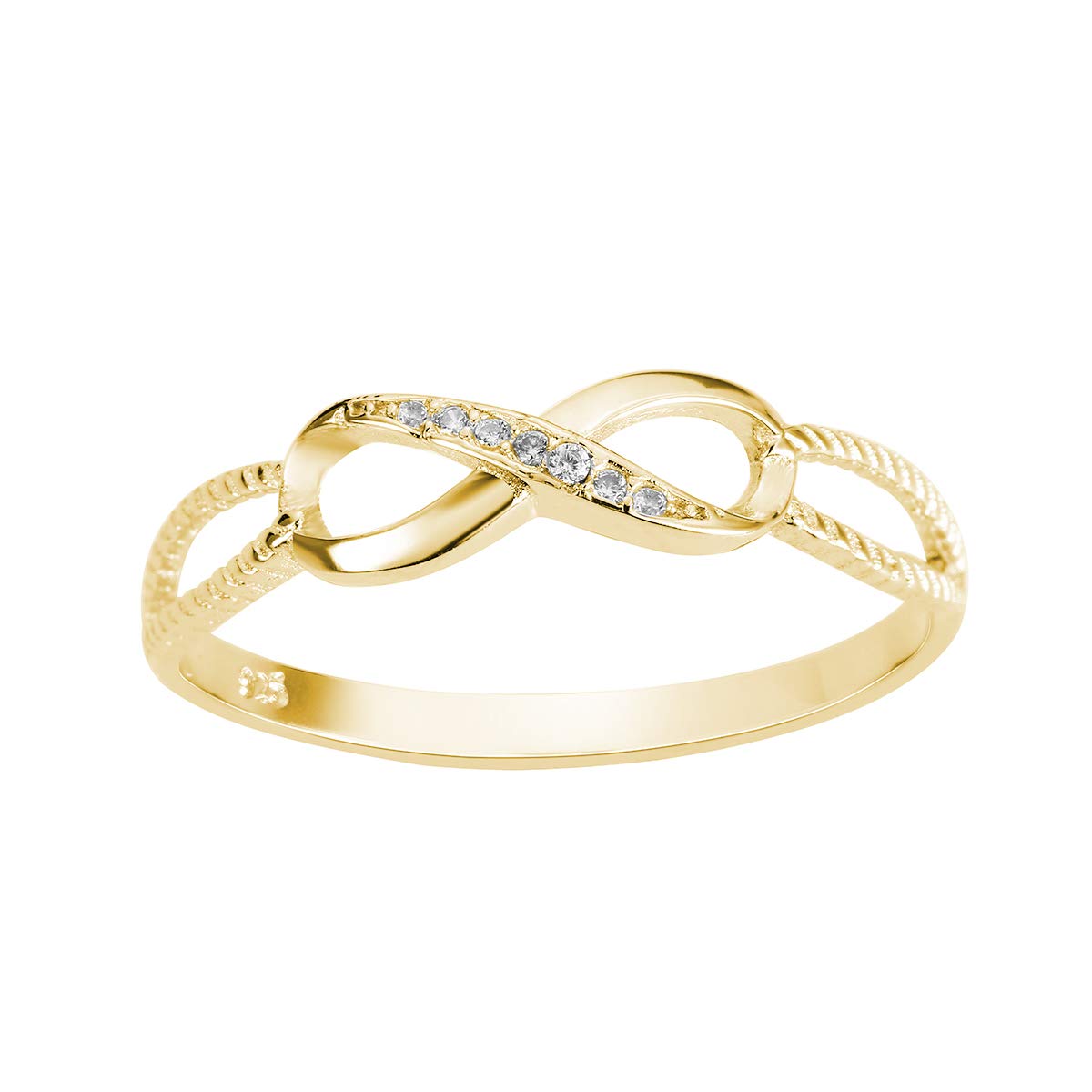 CloseoutWarehouse Cubic Zirconia Designer Aura Infinity Ring Yellow Gold-Tone Plated Sterling Silver Size 11