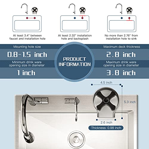Glass Rinser-Cup Washer for Sink-Bottle Washer-Kitchen Sink Accessories-Can Be Used for Baby Bottles Shaker Bottle Cup-Kitchen Sink Accessories (Brush Nickel)
