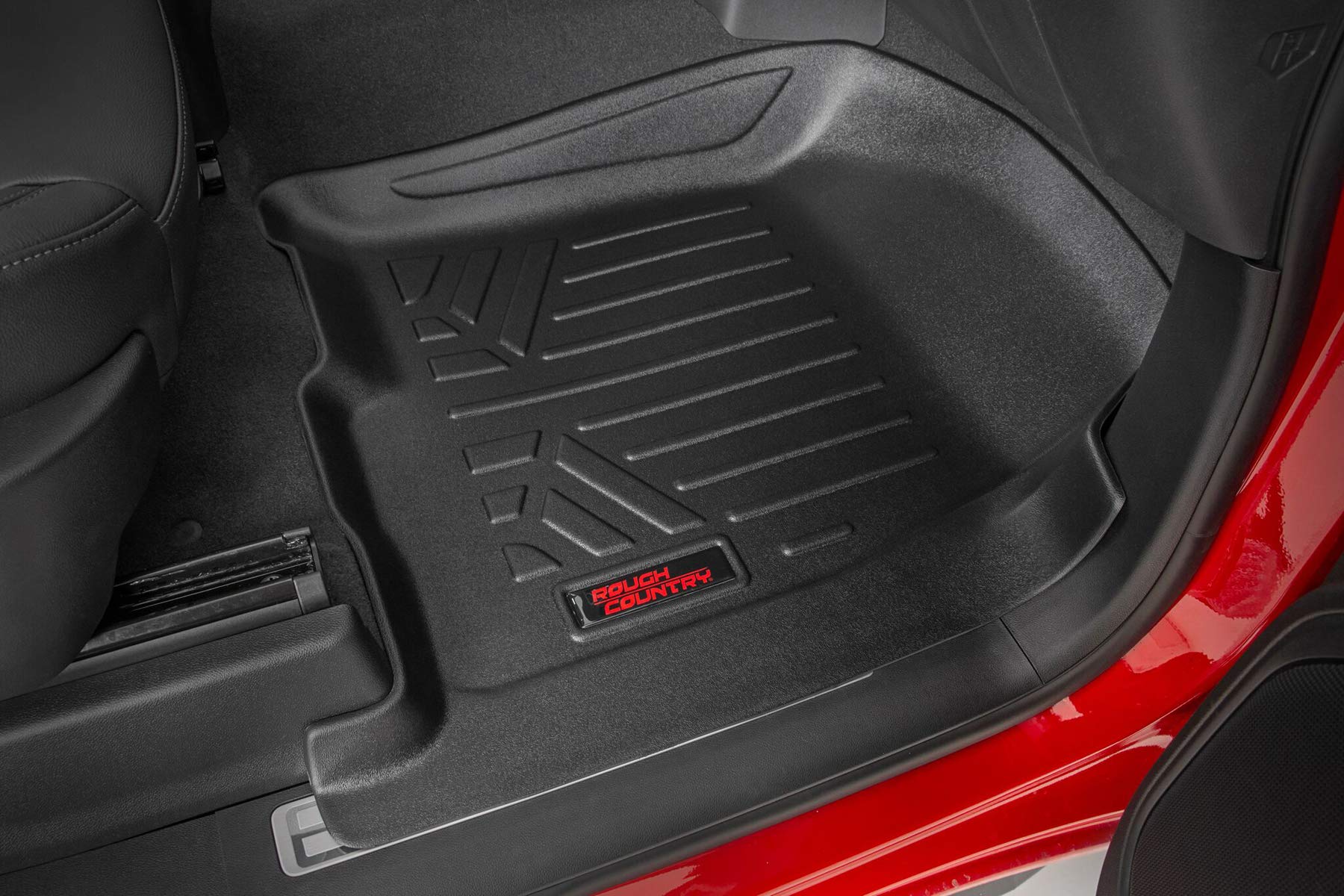Rough Country All Weather Floor Mats Set for Chevy/GMC 1500 Extended Cab (1999-2006) - Custom Fit Rubber Floor Mats, Durable Rubber Truck Mats, Waterproof Truck Floor Mats