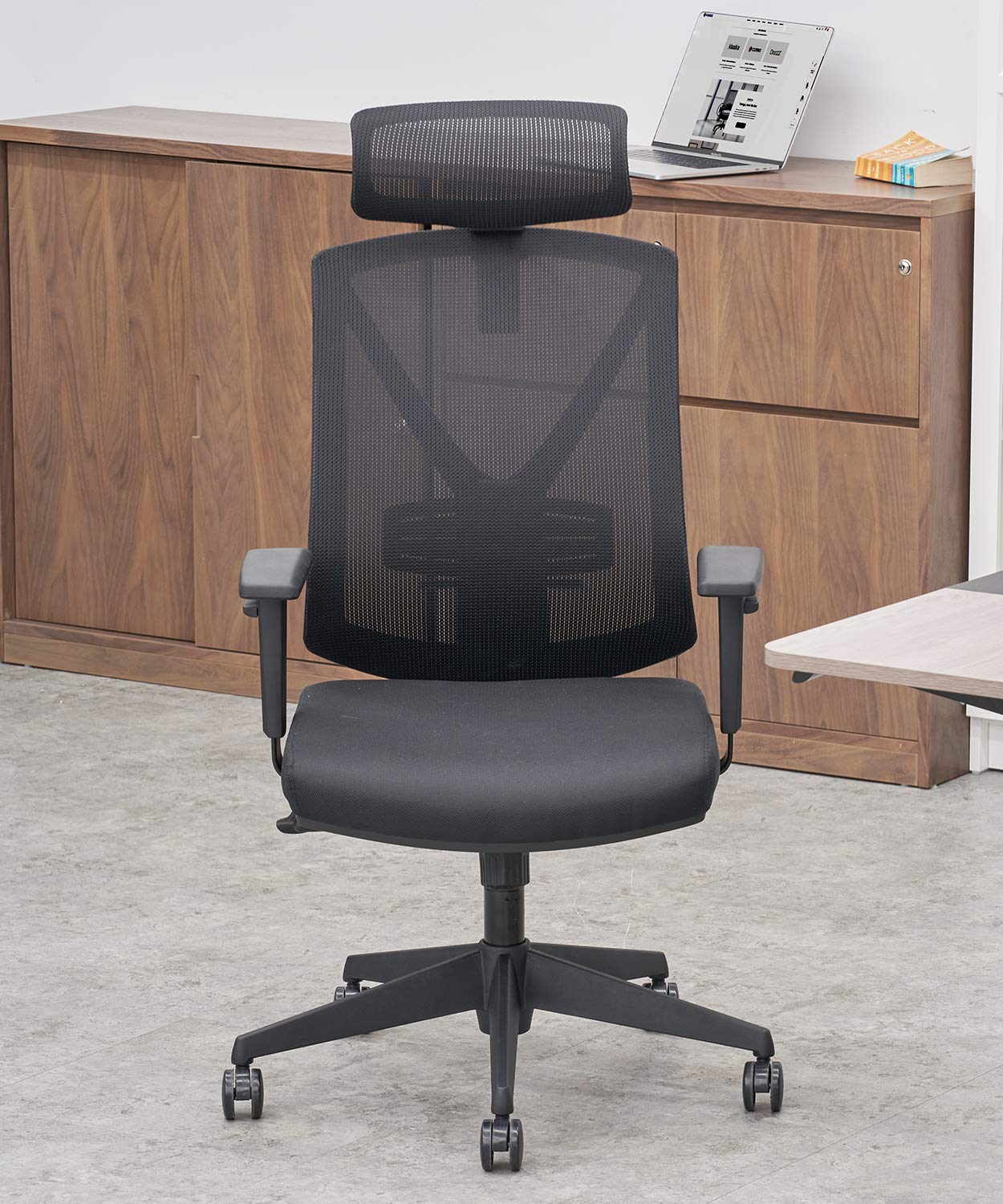 CLATINA Ergonomic High Mesh Swivel Executive Chair with Adjustable Height Head Arm Rest Lumbar Support and Upholstered Back for Home Office 2 Pack