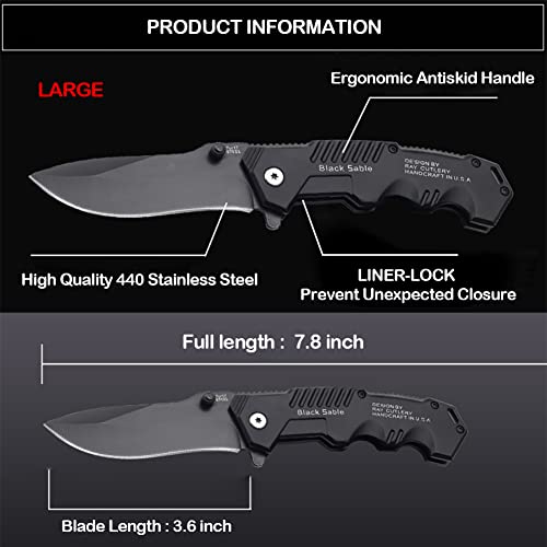 Hidoer 2 PACK Pocket Folding Knife, Tactical Knife(small+large) Assisted Knife, Tactical Knife, EDC Knife with Liner Lock