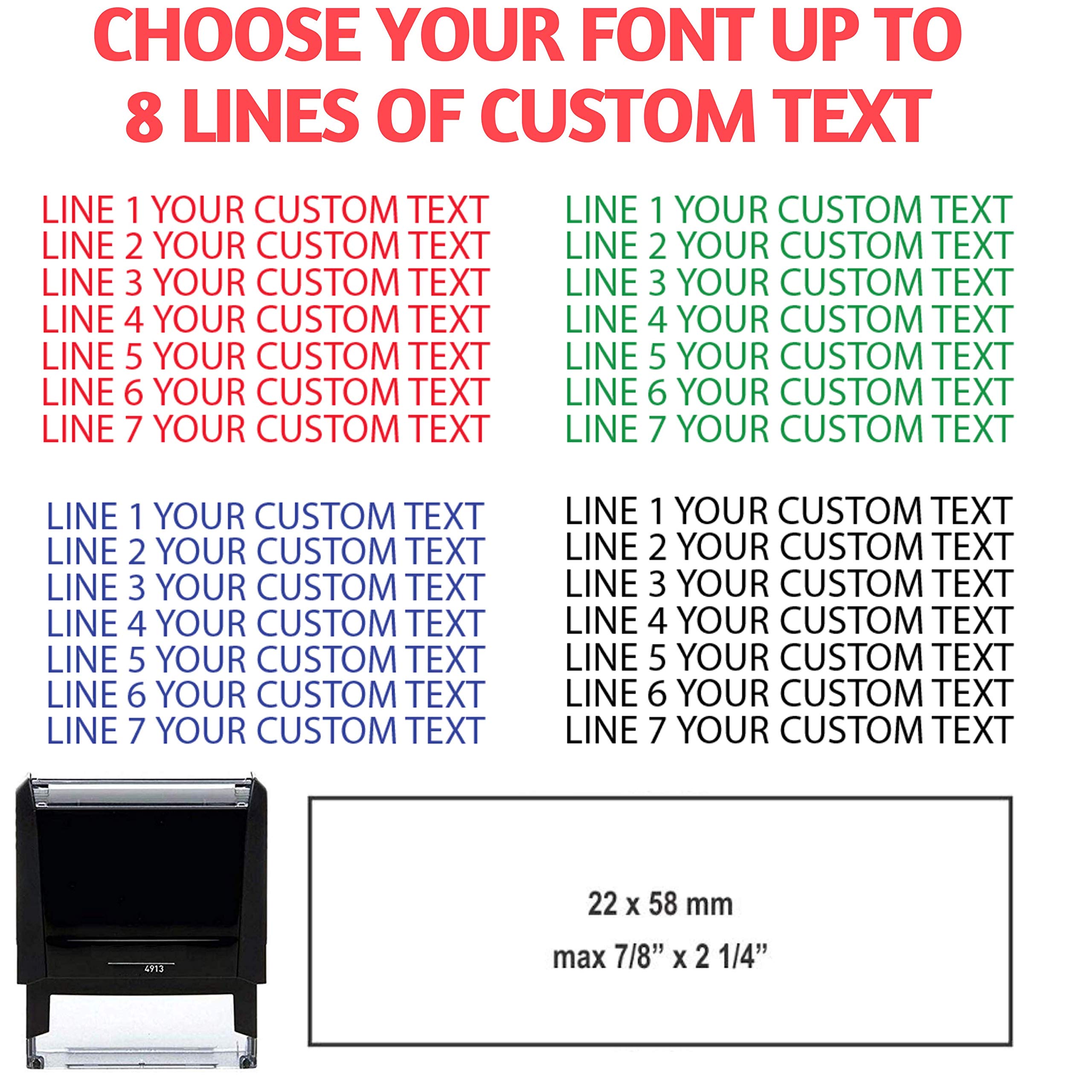 Custom Stamp 1 2 3 4 5 6 7 8 Line Stamp Self Inking Personalized Approved Rejected Emailed Completed Office Business Address Stamp