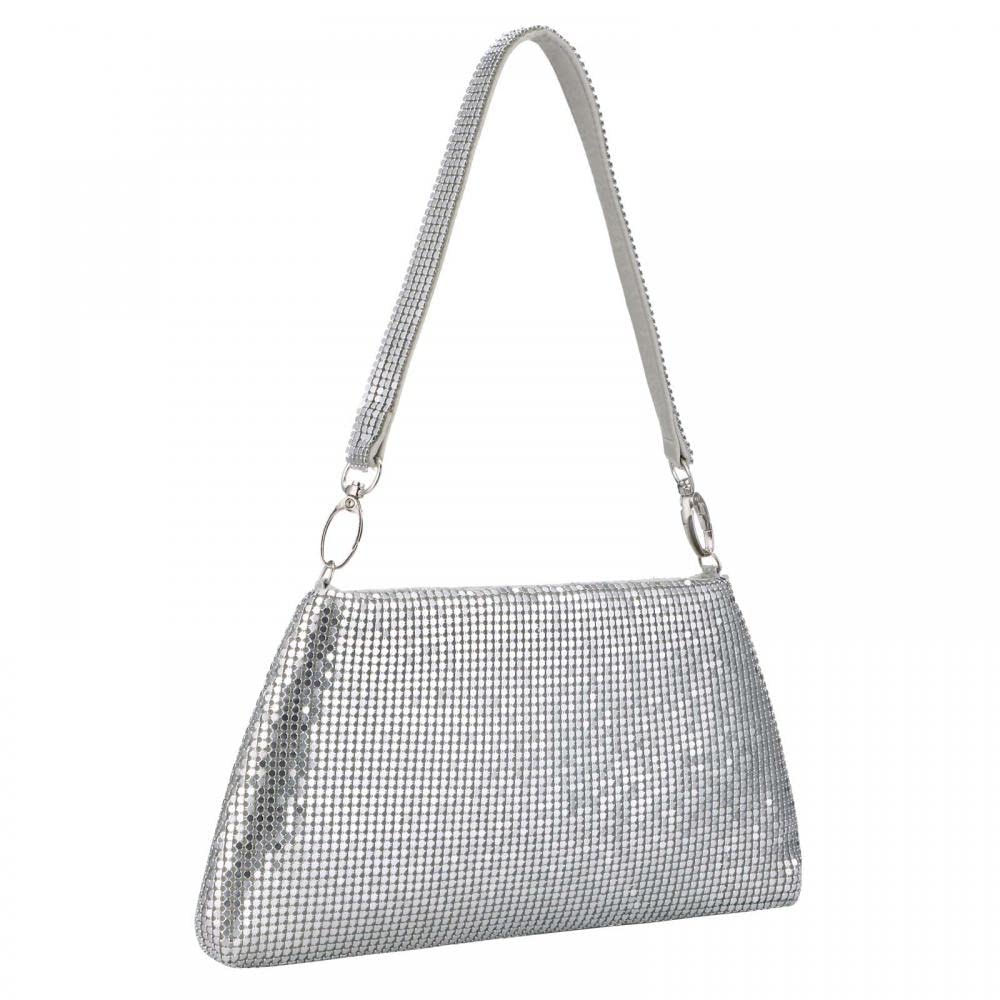 Crystal Rhinestone Purse for Party, Clutch Purses for Women Wedding Evening Handbags (Silver)