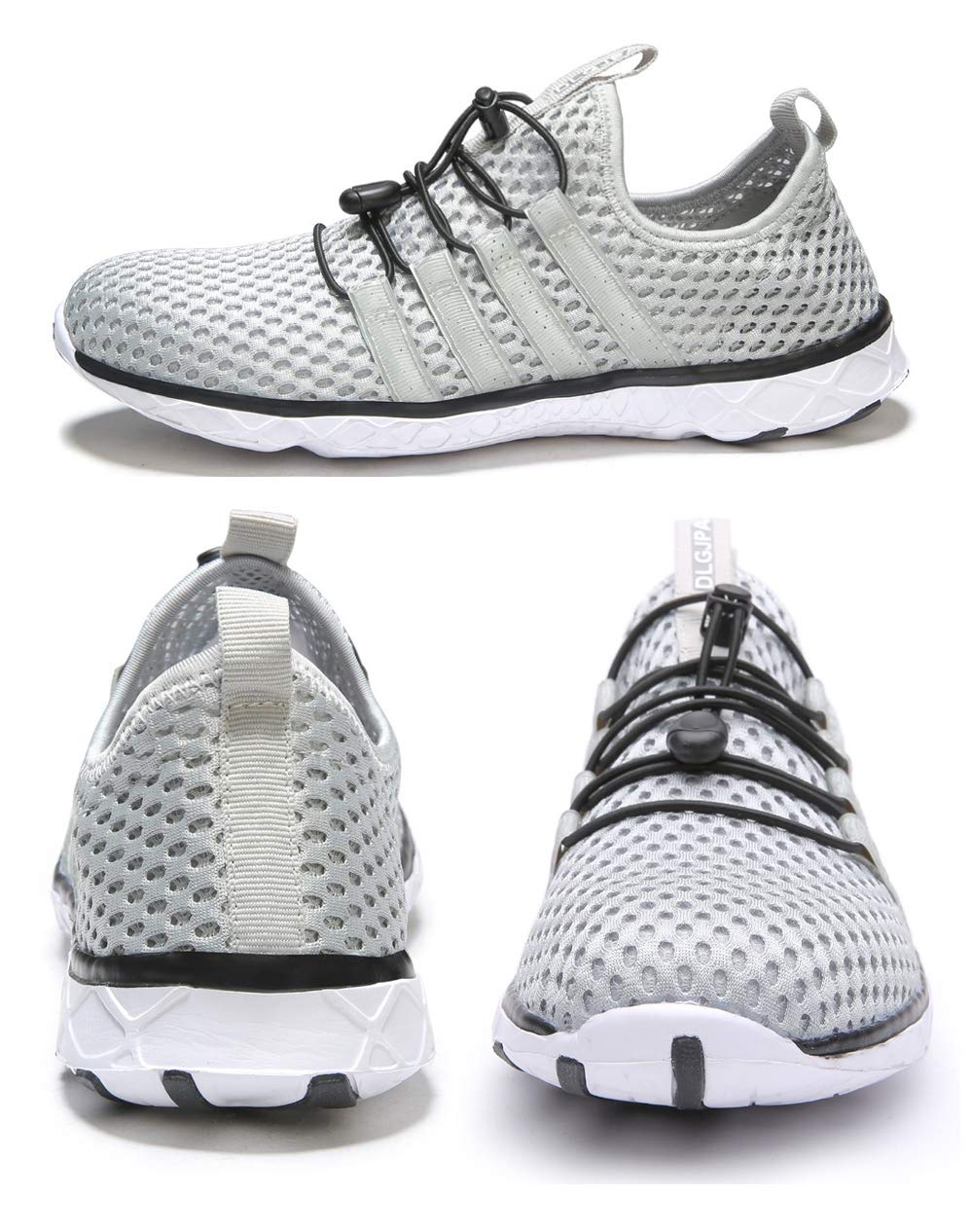 DLGJPA Women's Lightweight Quick Drying Water Shoes for Beach or Water Sports Slip On Walking Shoes LightGrey 8