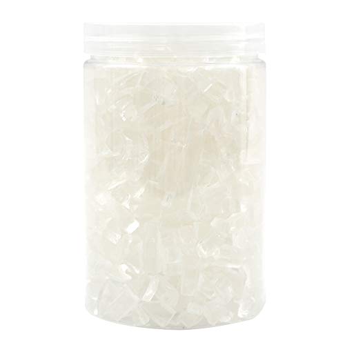 High Luster Reflective Fire Glass Gravel, Fire Gems, Crushed Stones Glass for Fire Pit Place Garden Decoration,1/4'',620g/1.37lbs (Super White)