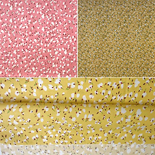 Qililandiy 7pcs Fat Quarter Flower Fabric Bundles Quilting Cotton Craft Fabric Pre-Cut Squares Sheets for Patchwork Sewing Quilting and Crafting
