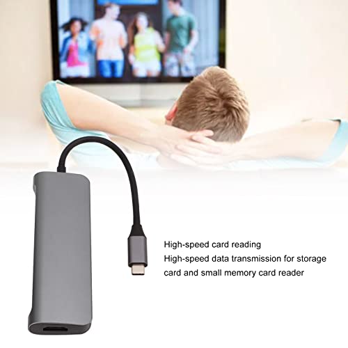 Dilwe 8 in 1 USB C 3.0 Hub, Portable USB C Docking Station, 3 USB 3.0 Ports, 4K HDMI Output, SD/Micro SD Card Reader, USB C 100W PD Fast Charge, 500MB/S USB Splitter