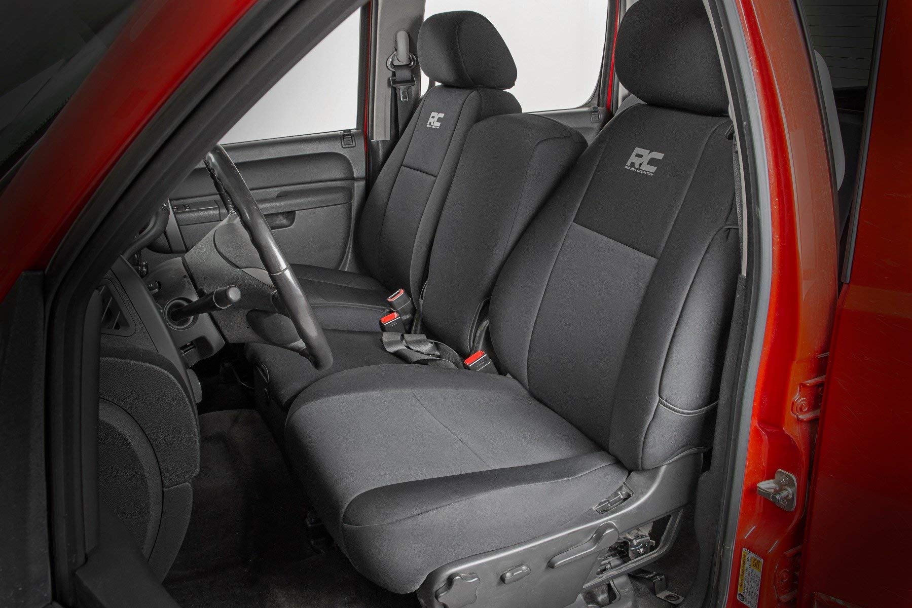 Rough Country Neoprene Seat Covers for Chevy 1500/2500HD Ext Cab (2007-2013) - UV & Water Resistant Silverado Seat Covers, Foam Padded Seat Covers for Trucks - Front Seat Covers