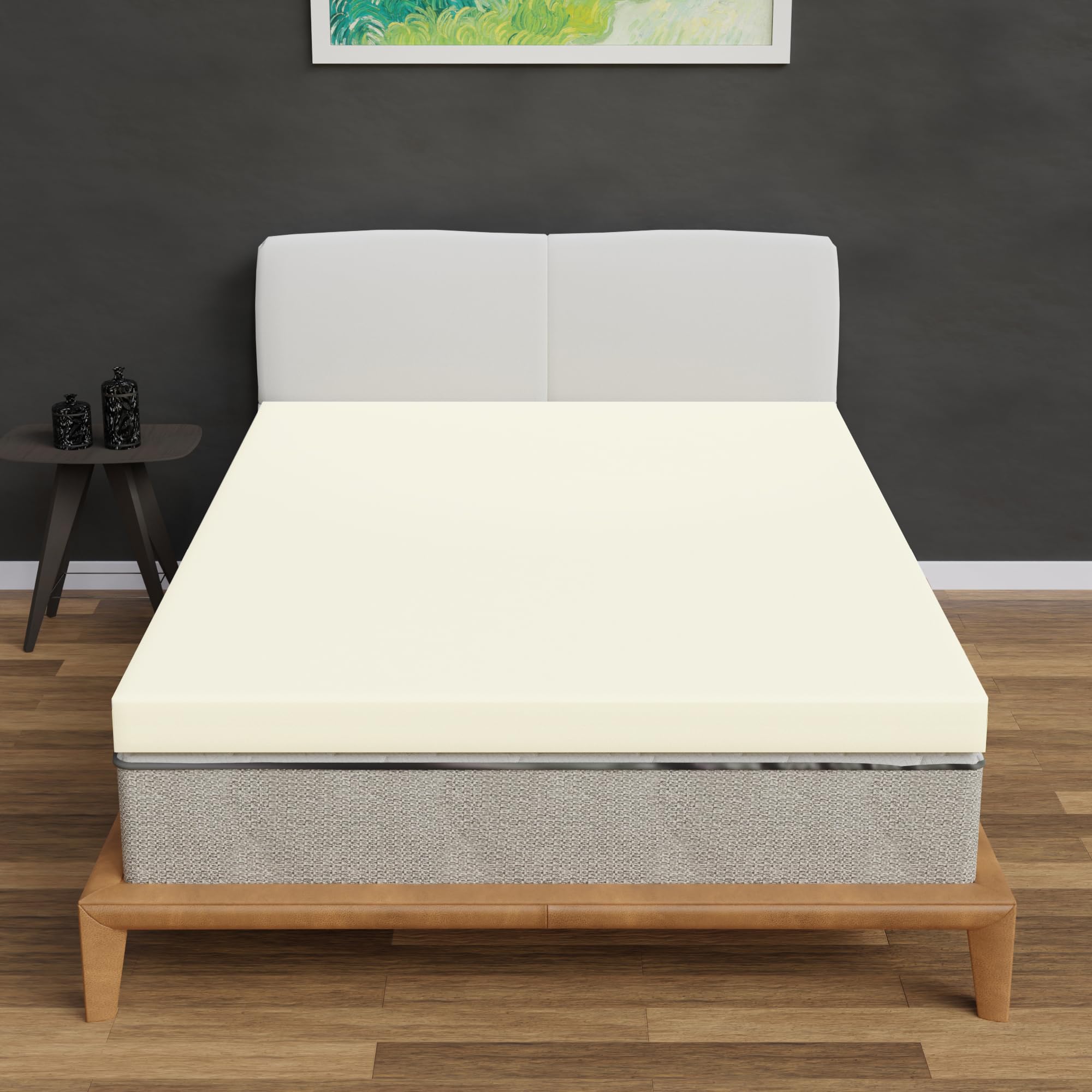 Nutan 3-Inch High Density Foam Topper,Adds Comfort to Mattress, Queen, Beige