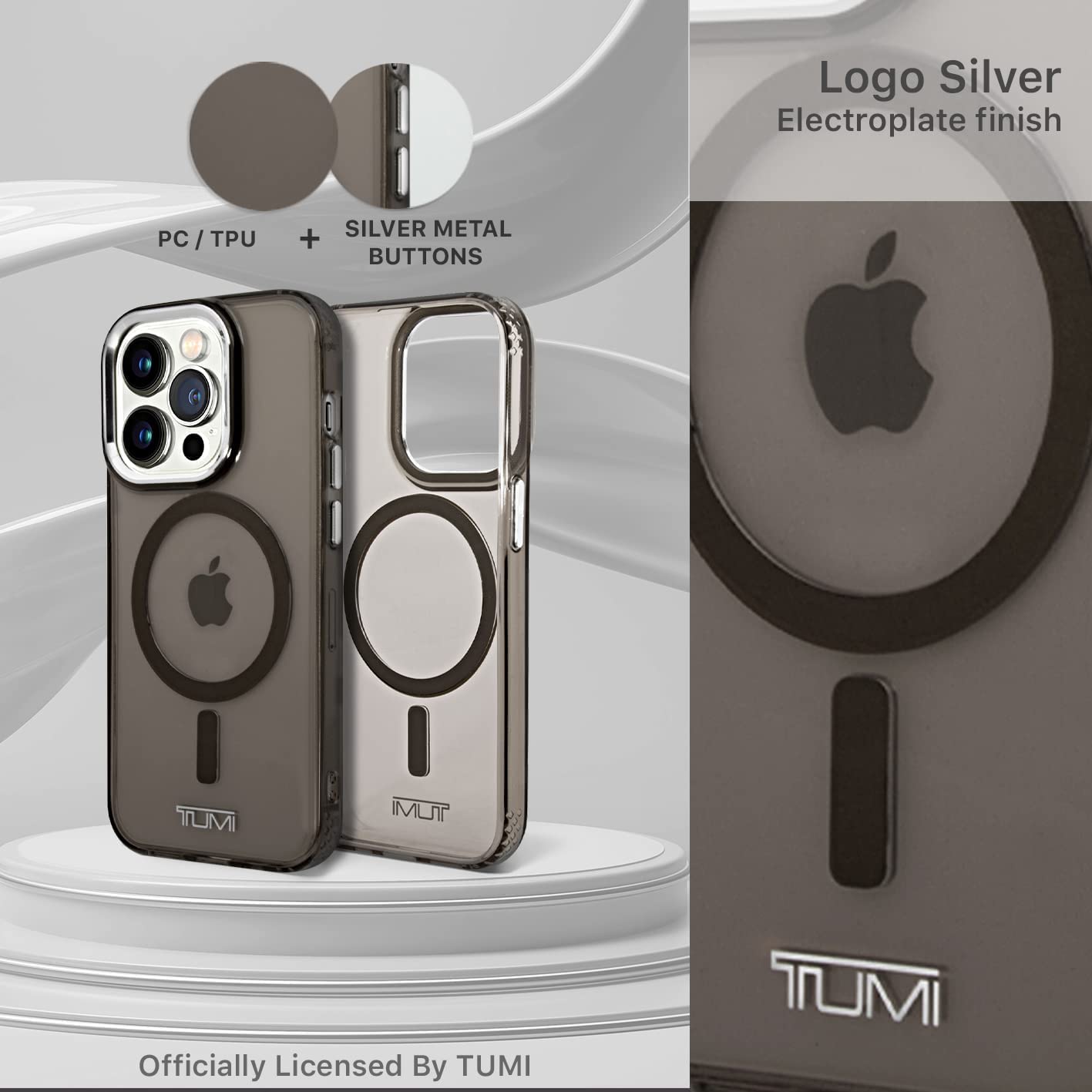 CG MOBILE TUMI Phone Case for iPhone 14 Pro Max in Clear Black MagSafe Compatible Case, Real Protective & Transparent Anti-Scratch Cover with Easy Snap-on, Shock Absorption & Signature Logo