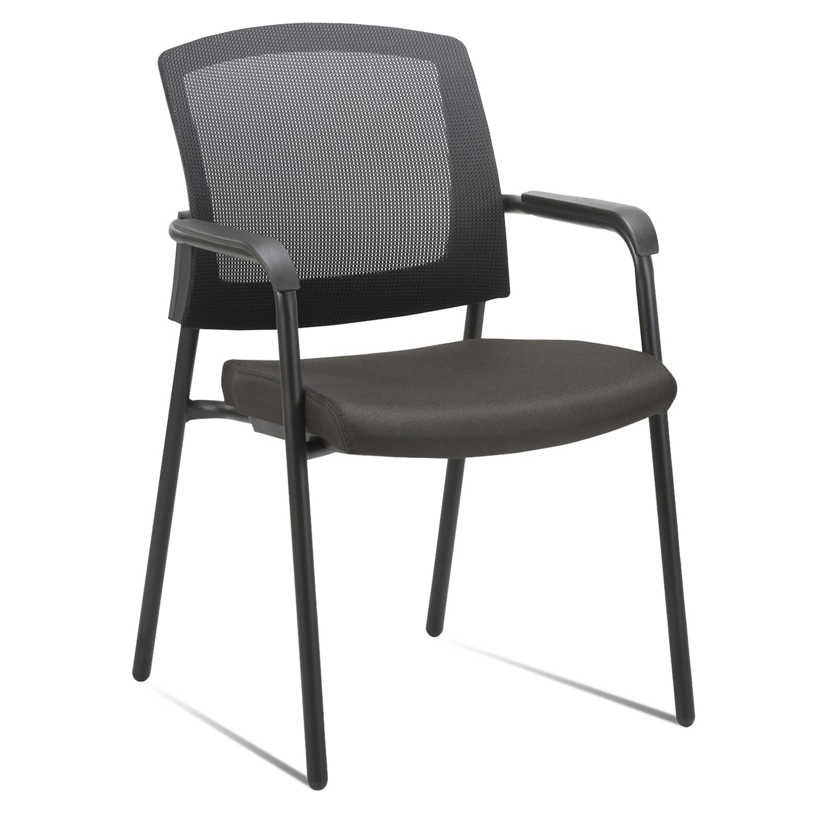 CLATINA Office Reception Guest Chair Mesh Back Stacking with Ergonomic Lumbar Support and Thickened Seat Cushion for Waiting Conference Room (Black, 1 Pack)